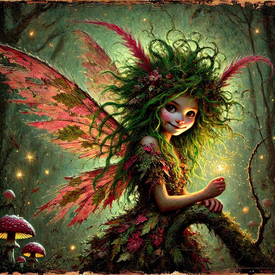 Forest Nymph Art Print: Sparkling Wings, Woodland Fairy (digital ...