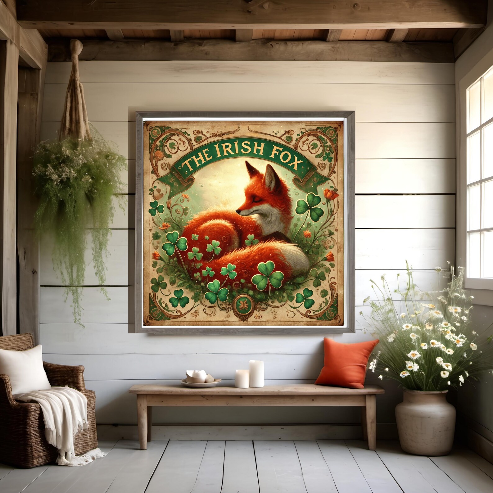 The Irish Fox Vintage Sign Wall Art Celtic Digital Print St Patricks ...