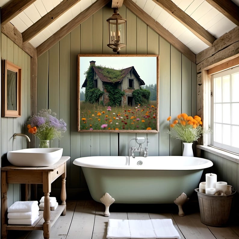 Old Farmstead Digital Download – Rustic Wall Art, Overgrown Field ...