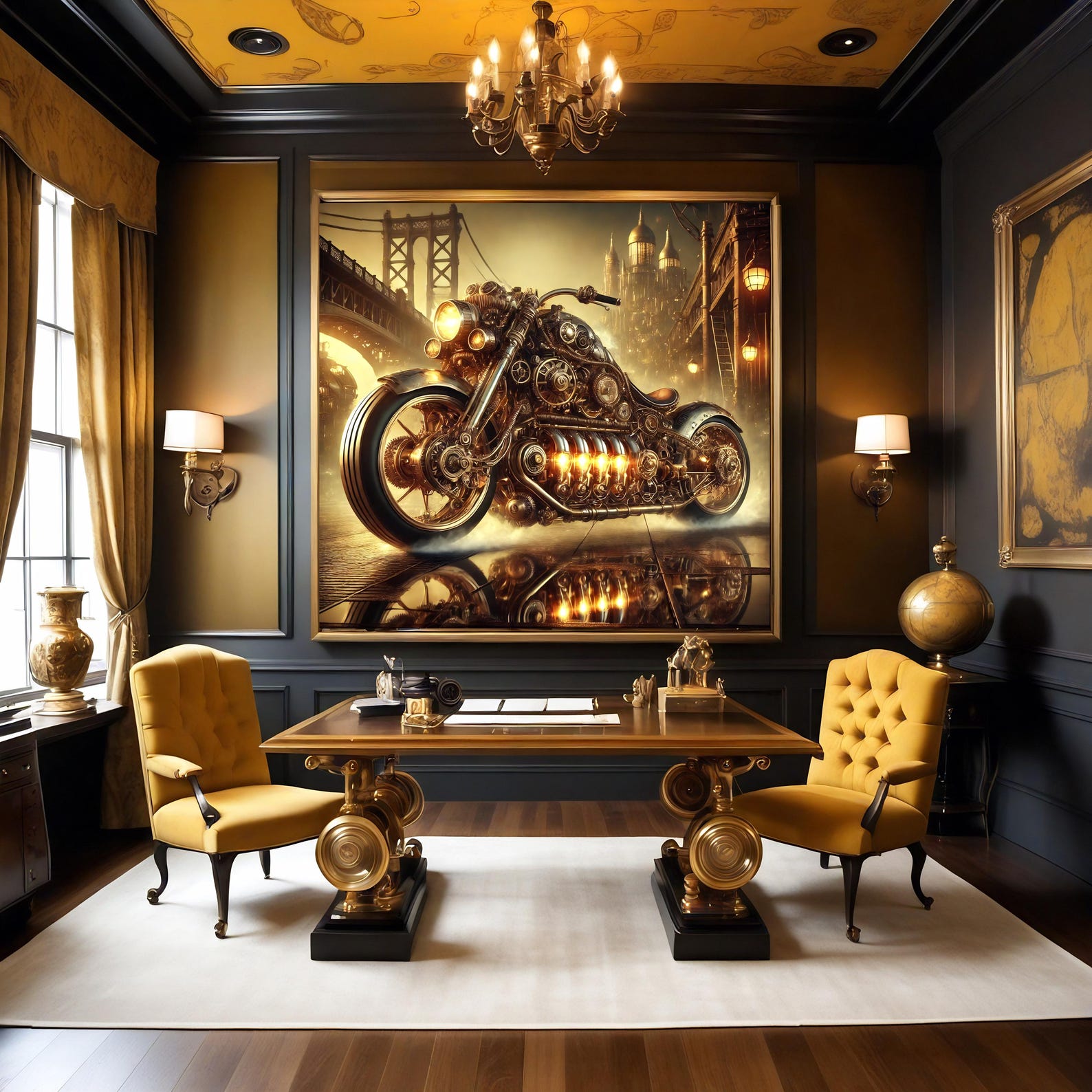 Steampunk Motorcycle Art Print: Vintage Cyberpunk Bike (digital ...