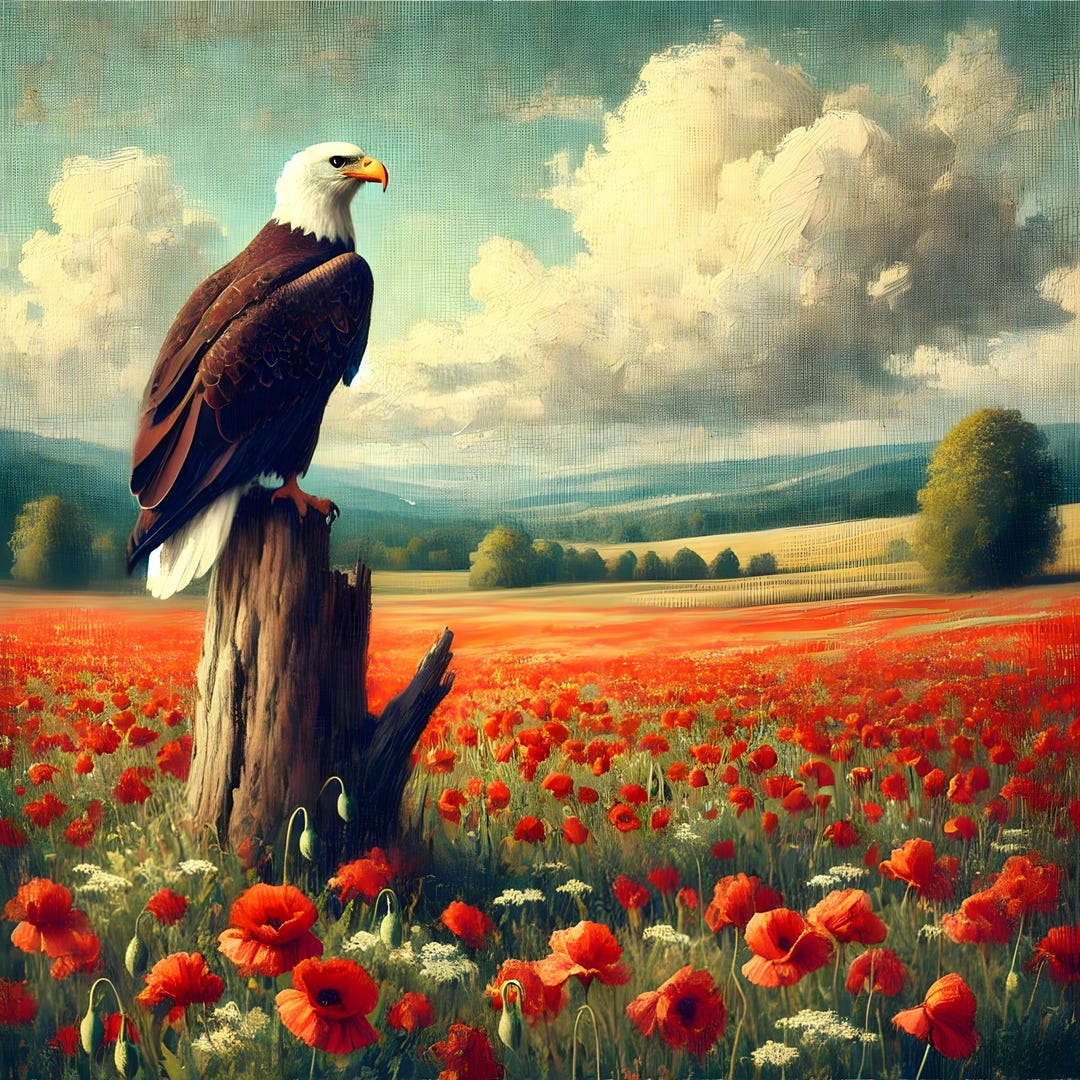 Bald Eagle Poppy Field Print: Americana Patriotic Wall Art (digital ...