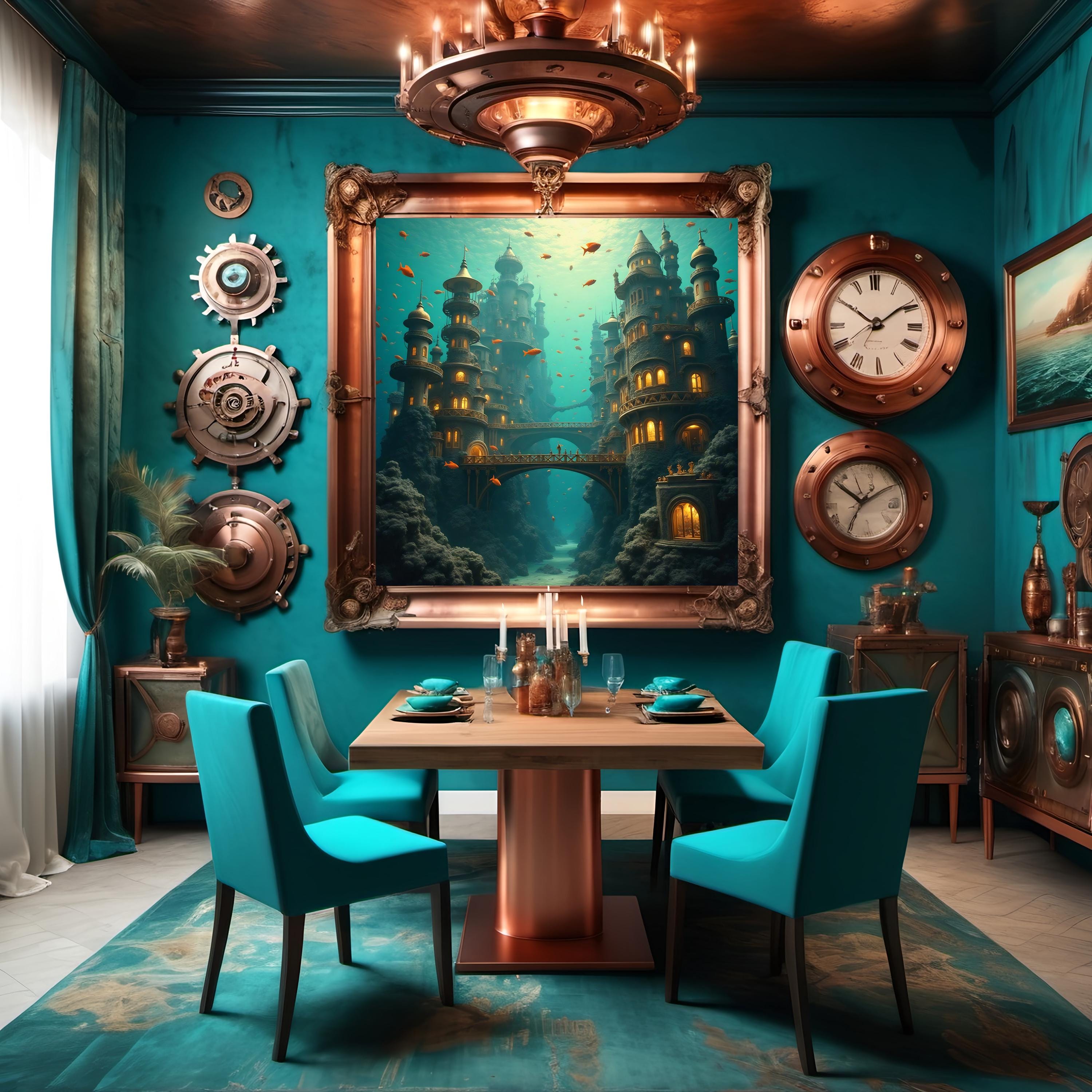 Underwater Steampunk City Art Print: Nautical Fantasy Wall Decor ...