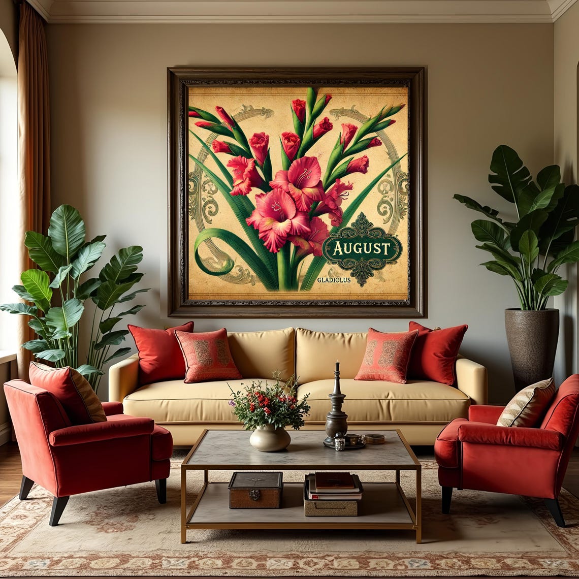 August Birth Flower Gladiolus Print: Vintage Victorian Floral Art ...
