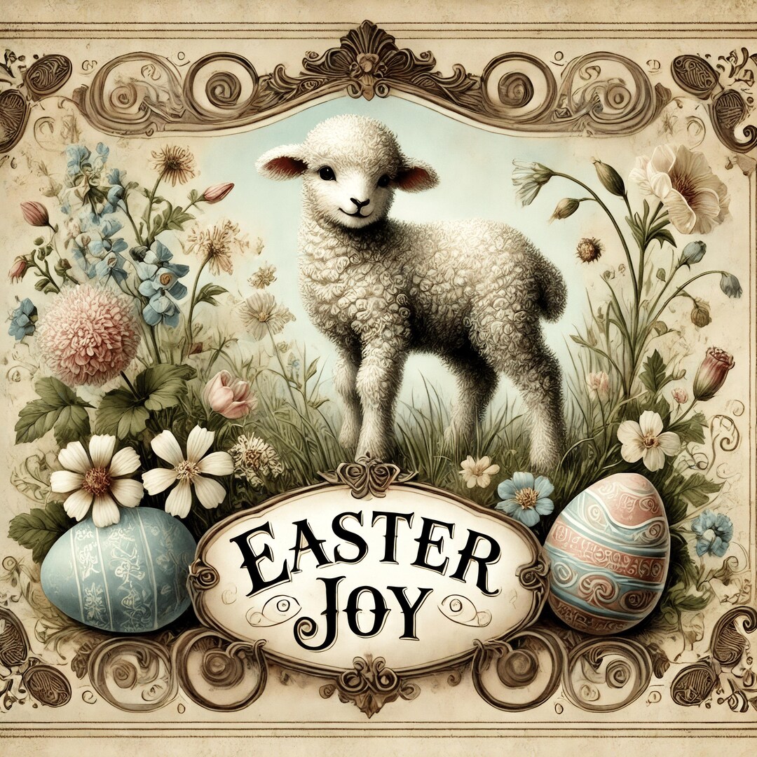 Vintage Easter Sign Digital Print Lamb Digital Download Antique ...