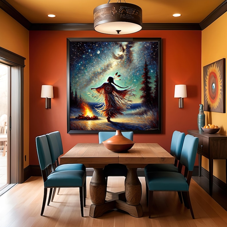 Native American Moonlight Dance Art Print: Tribal Campfire (digital ...
