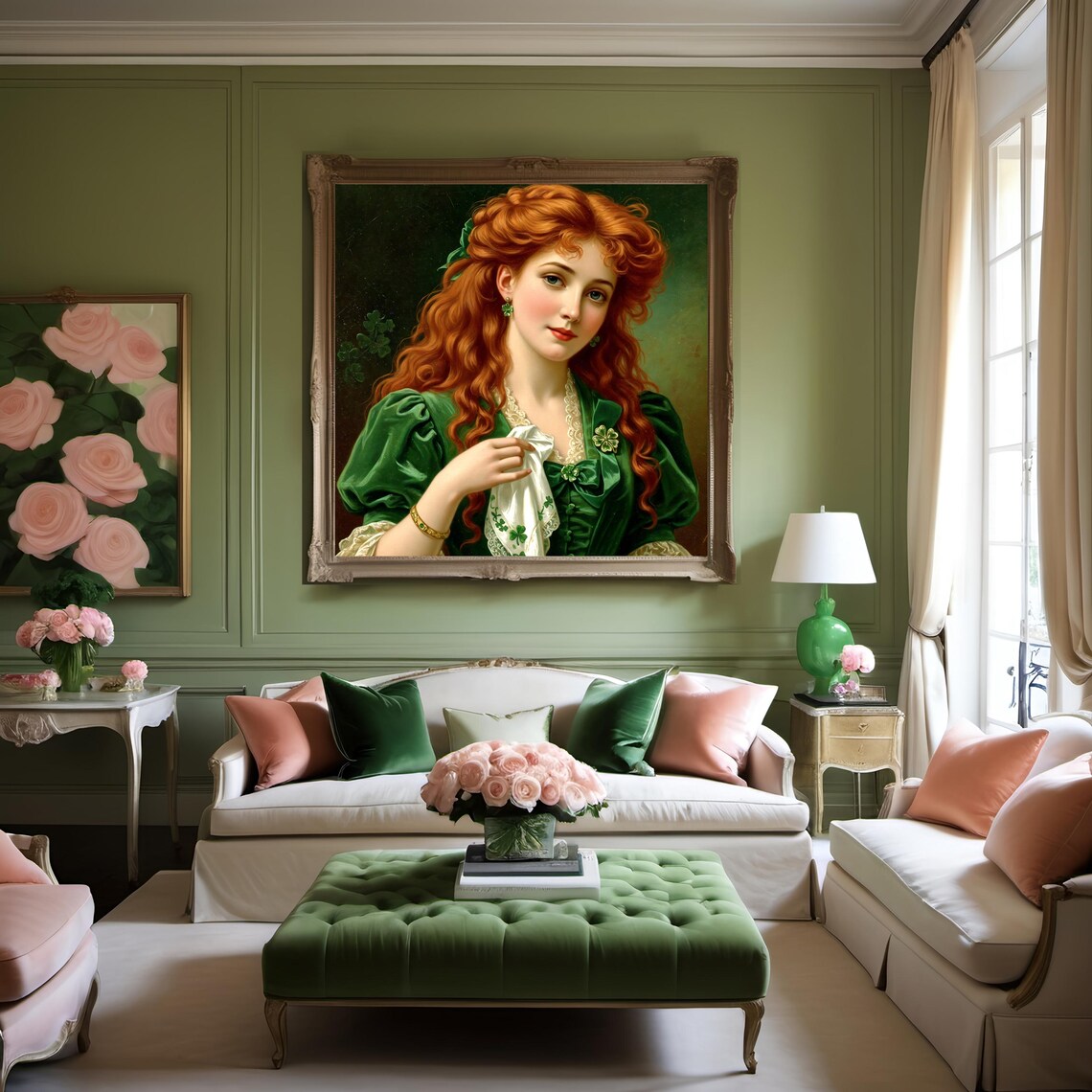 Victorian Irish Lass Art Print: St Patrick's Day Redhead (digital ...
