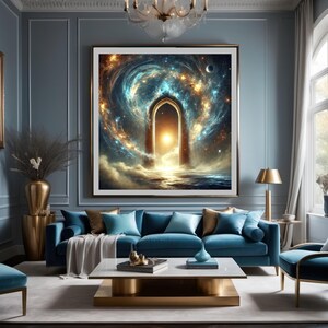 Celestial Gateway Print: Cosmic Portal, Surreal Sci-fi Wall Art ...