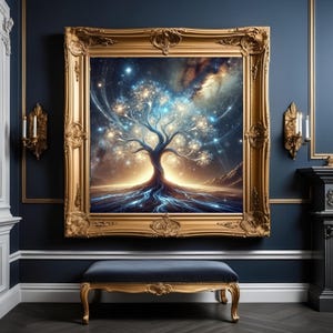 Celestial Tree of Light Digital Print Mystical Cosmic Tree Wall Art ...