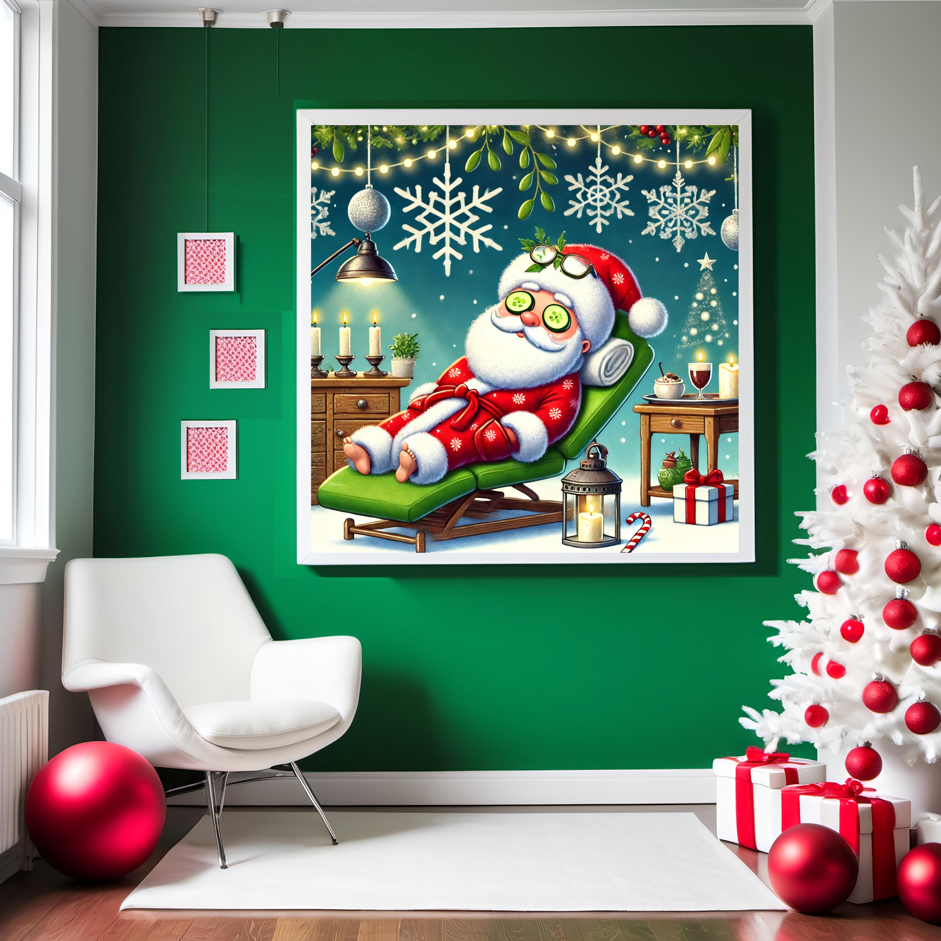 Funny Santa Spa Day Art: Relaxing Christmas Humor (digital Download) - Etsy