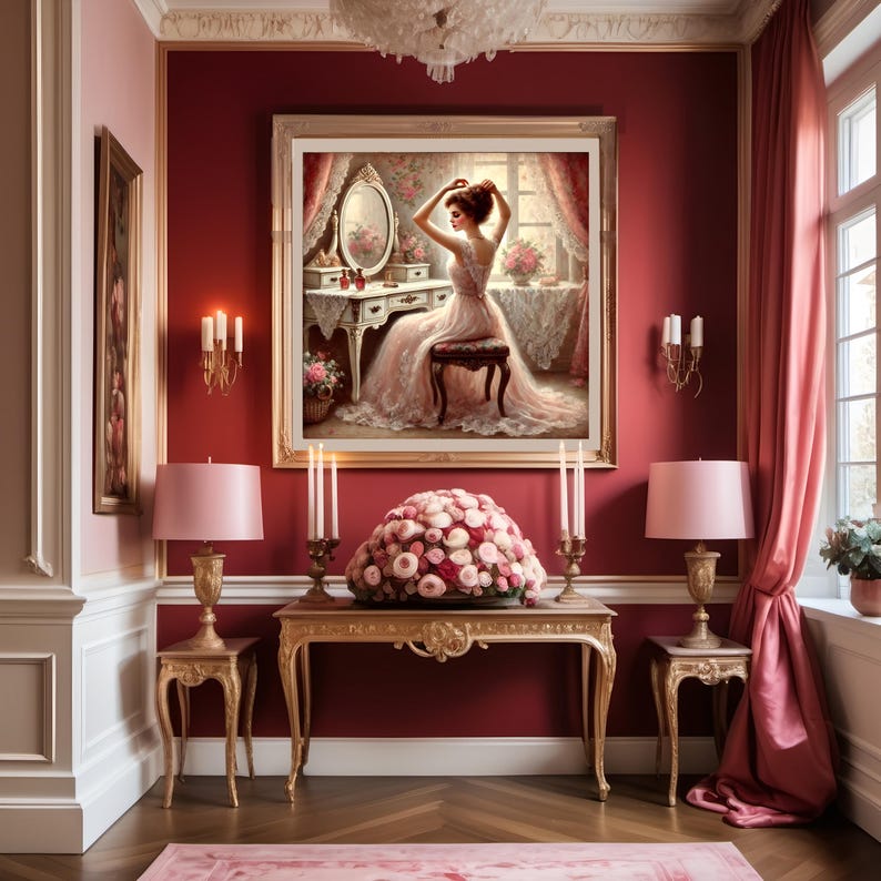 Victorian Woman at Vanity Print: Romantic Shabby Chic Decor (digital ...