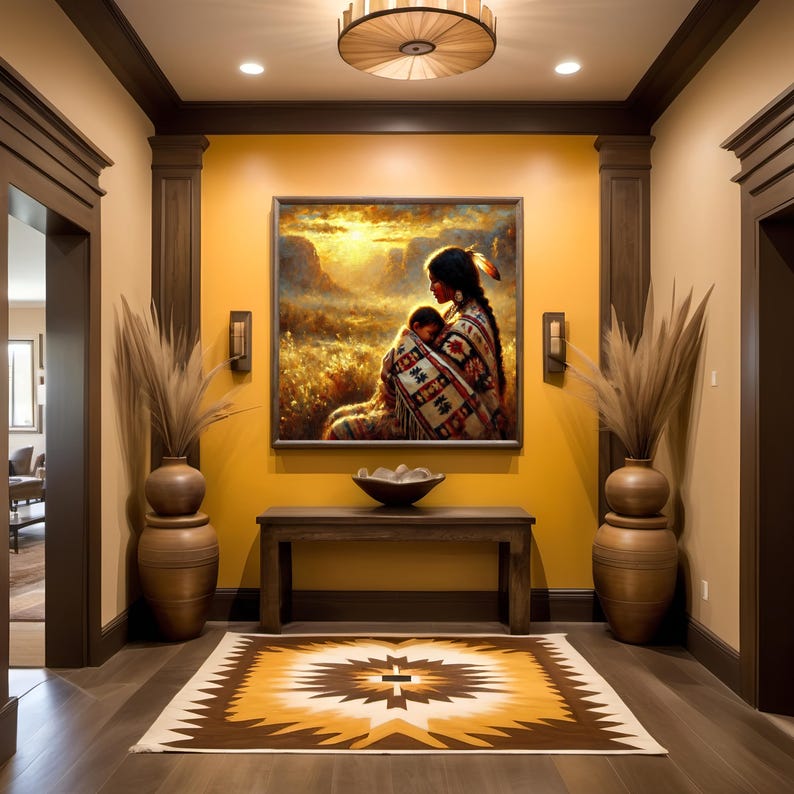 Native American Mother and Child Impressionist Digital Print Tender ...