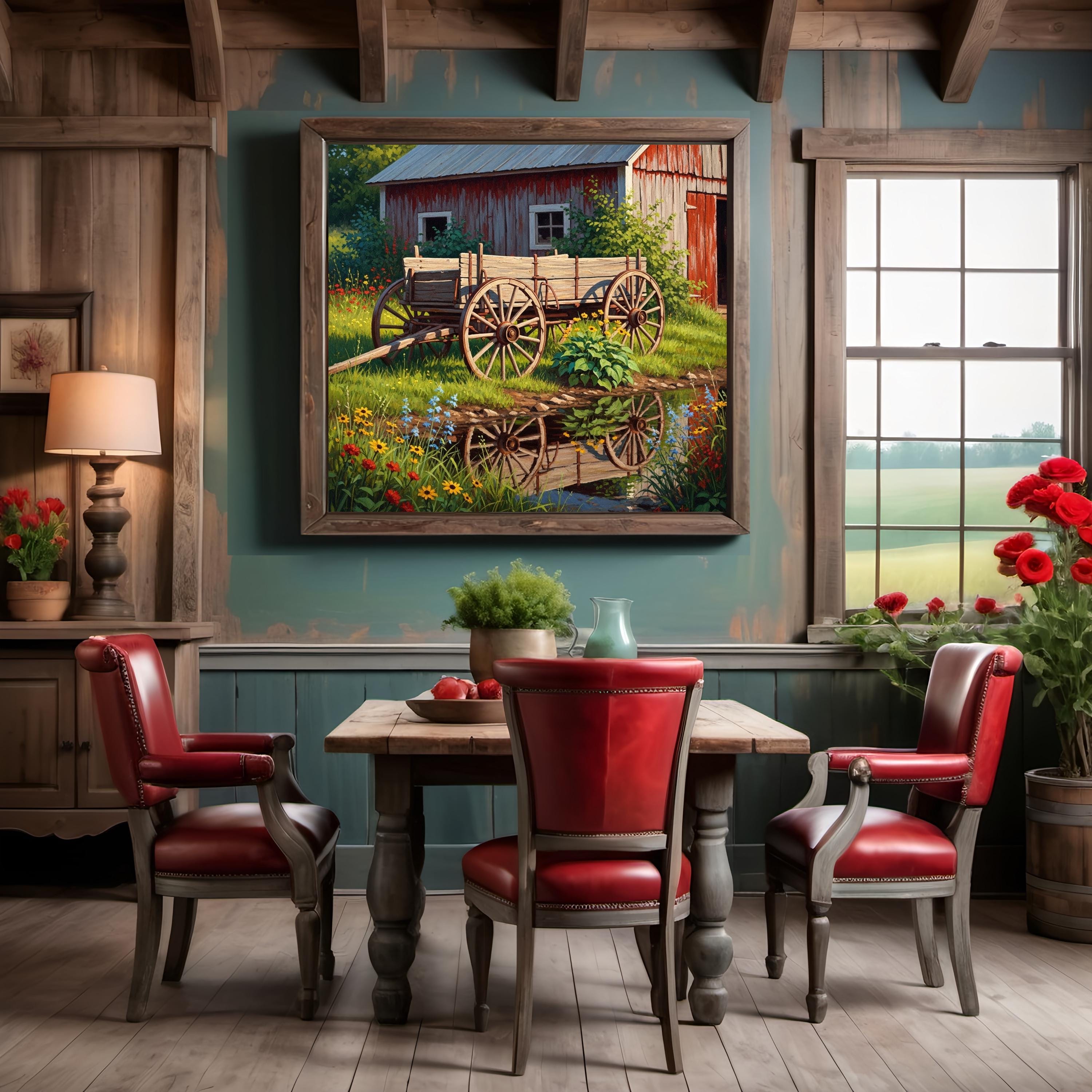 Rustic Farm Wagon Art: Vintage Barn Landscape (digital Download) - Etsy