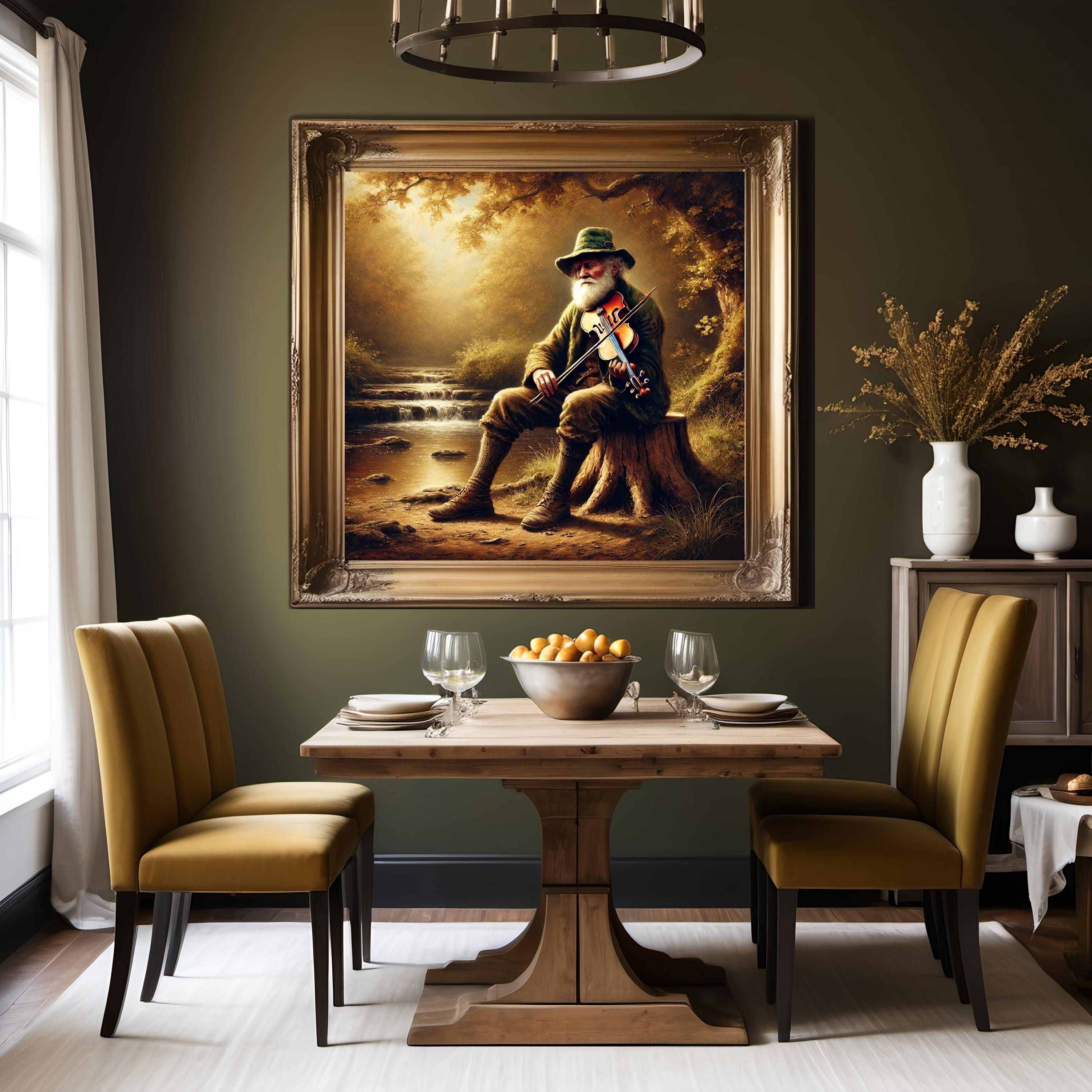 Vintage Irish Fiddle Player Impressionist Painting St Patricks Day Wall ...