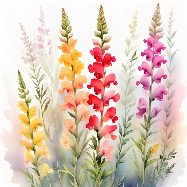 Snapdragon Watercolor Print: Vibrant Floral Wall Art (digital Download ...