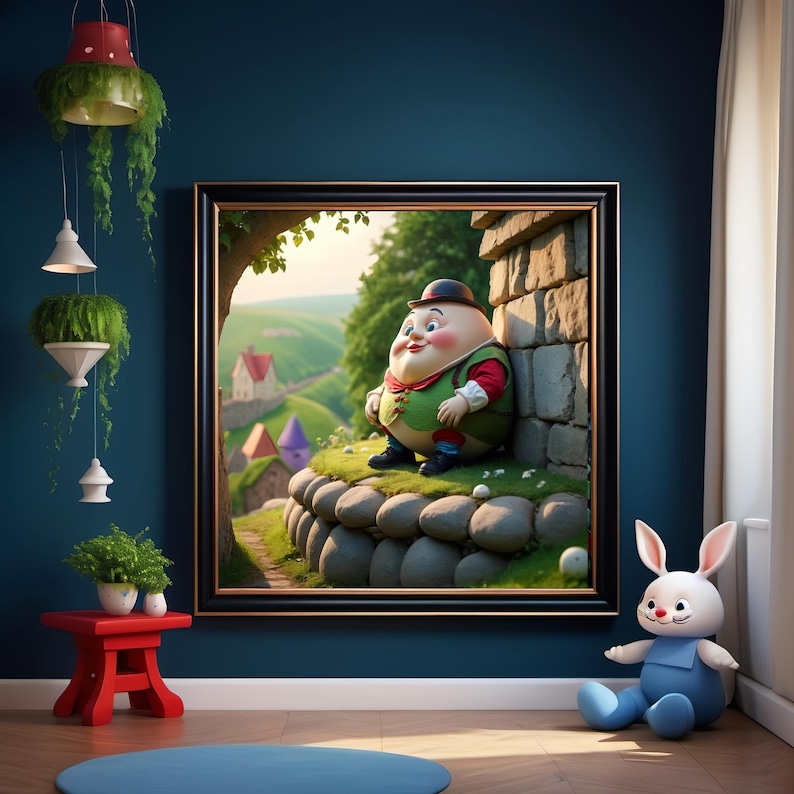 Humpty Dumpty Nursery Rhyme Art: Whimsical Storybook Illustration ...