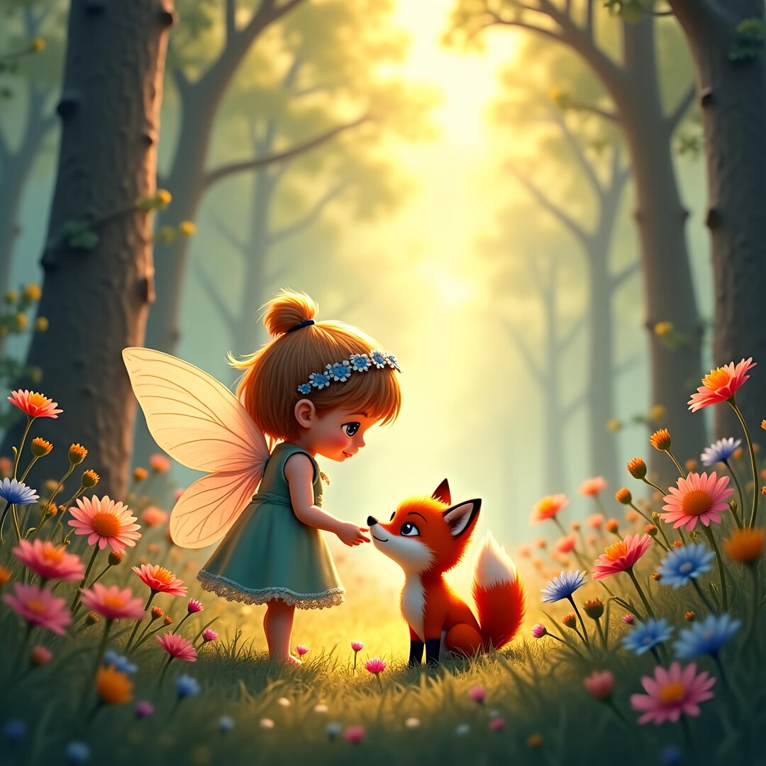 Fairy and Fox Forest Art Print: Whimsical Nursery Decor (digital ...