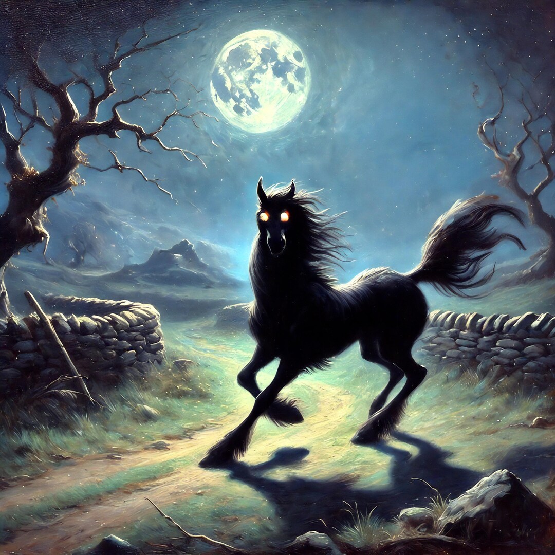 Mythical Púca Wall Art Celtic Folklore Digital Print Haunted Black ...