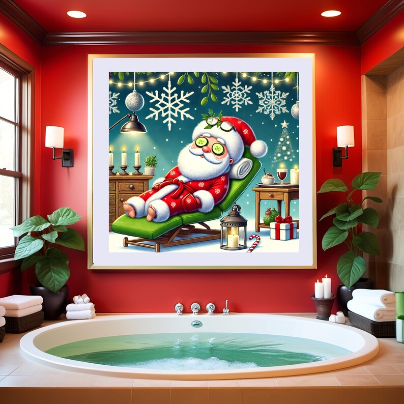 Funny Santa Spa Day Art: Relaxing Christmas Humor (digital Download) - Etsy