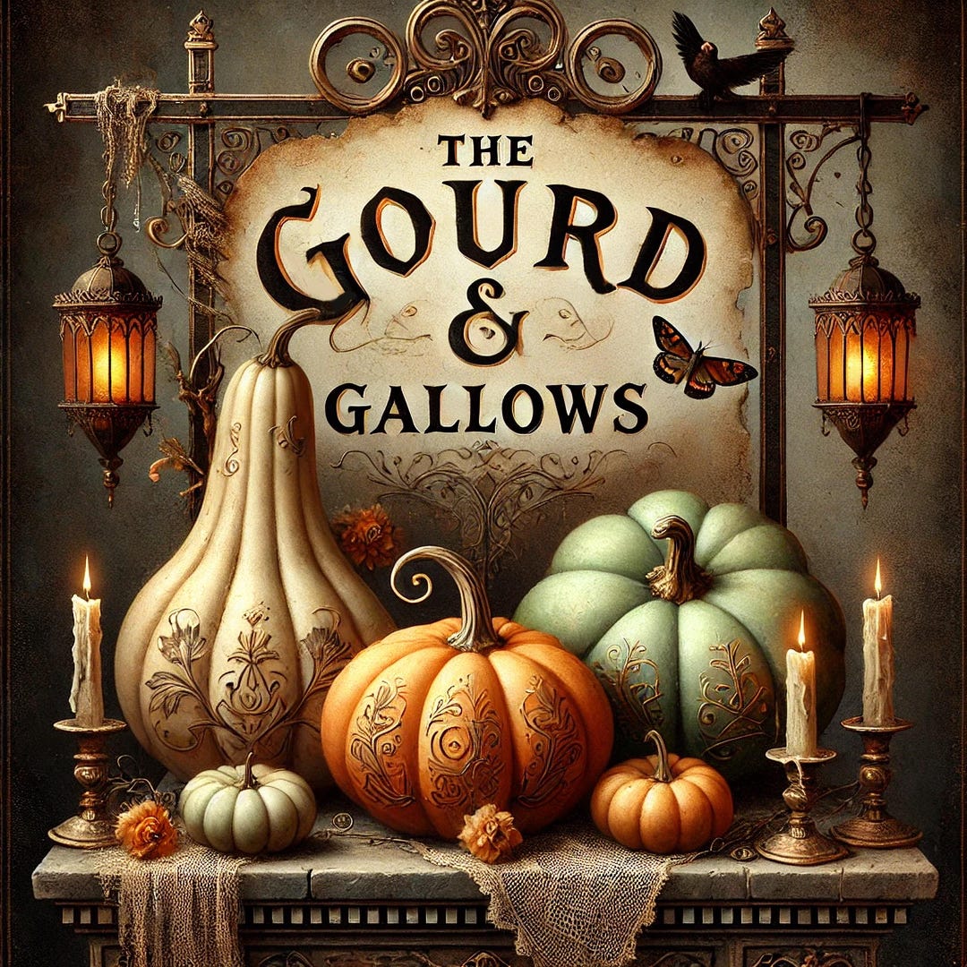 Gothic Halloween Print: Vintage Pumpkin Tavern Sign, Dark Victorian ...