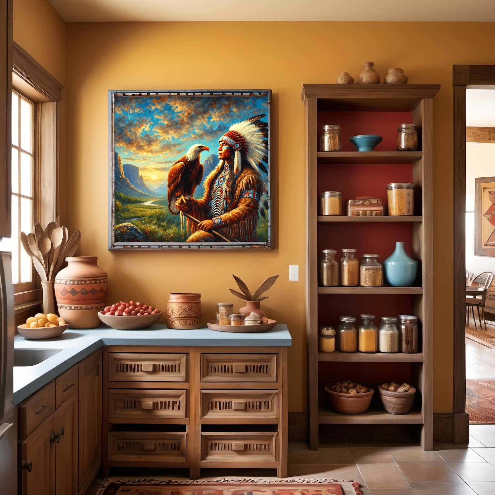 Native American Chief & Bald Eagle Art Print: Tribal Home Decor ...