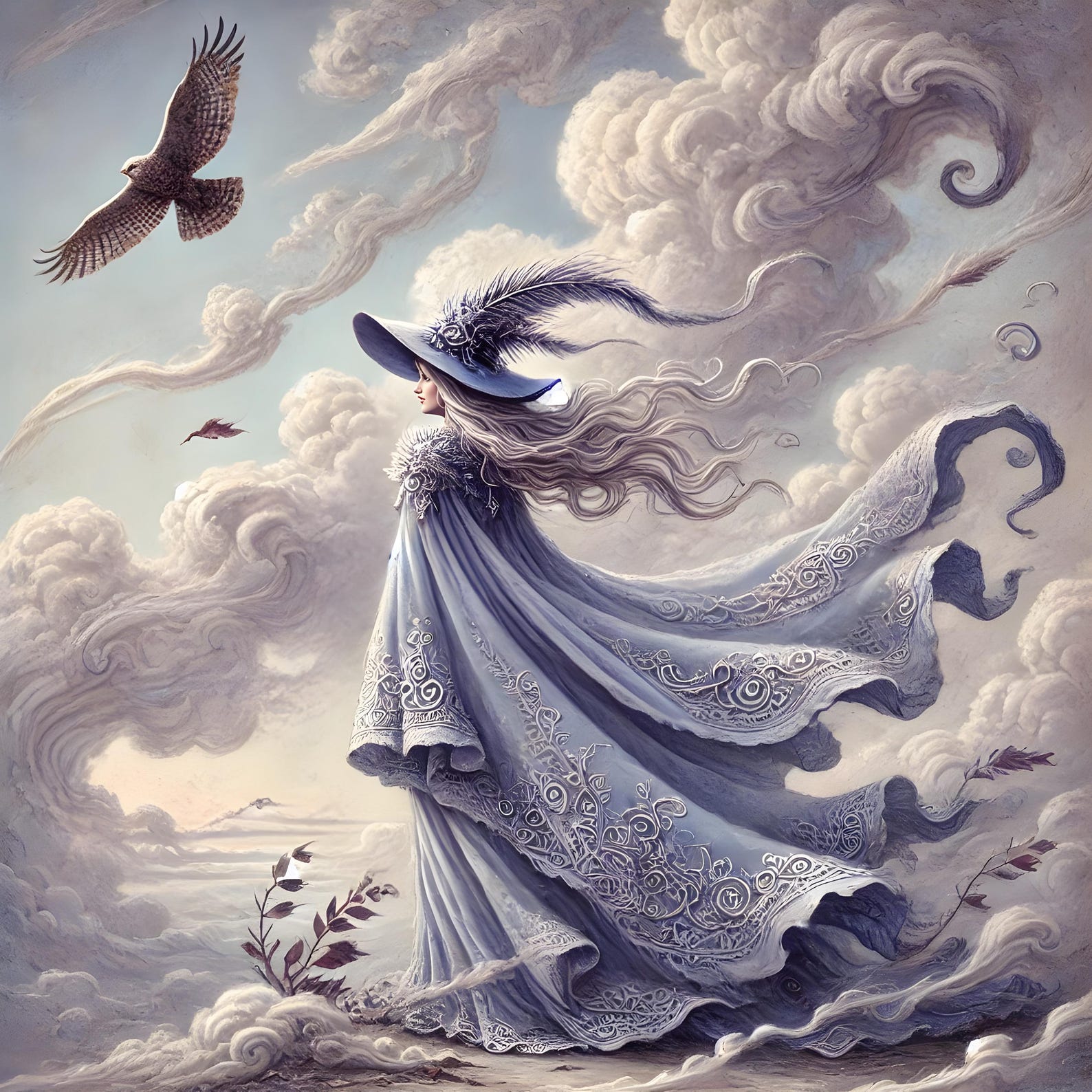 Air Witch Gothic Art Print: Vintage Fantasy Sorceress (digital Download ...