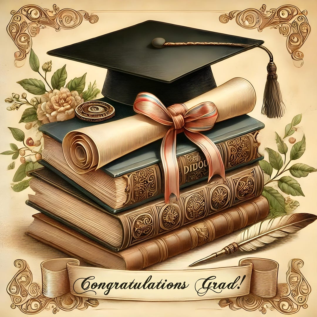 Vintage Graduation Digital Print Congratulations Grad Wall Art Antique ...