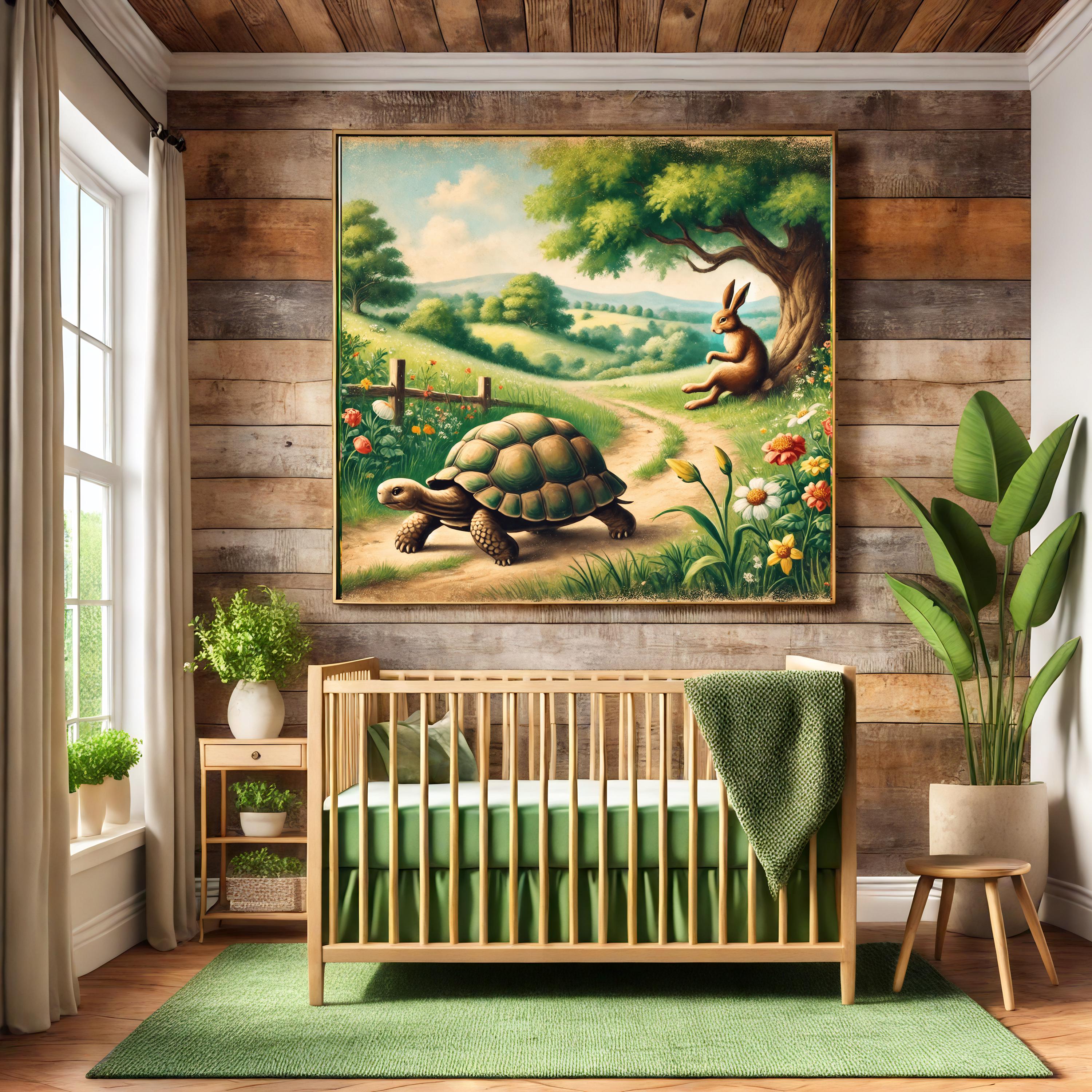 The Tortoise and the Hare Digital Pring Baby Shower Gift Idea| Vintage ...