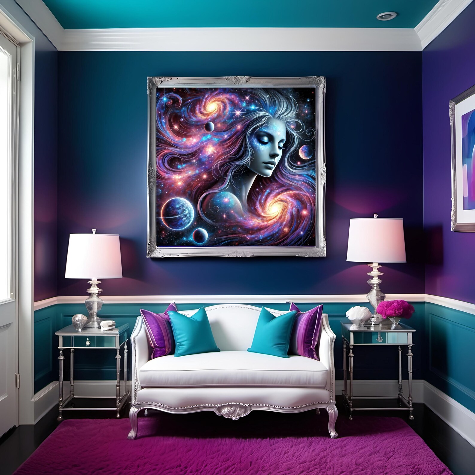 Cosmic Female Digital Art Print, Celestial Galaxy Wall Art, Mystic ...