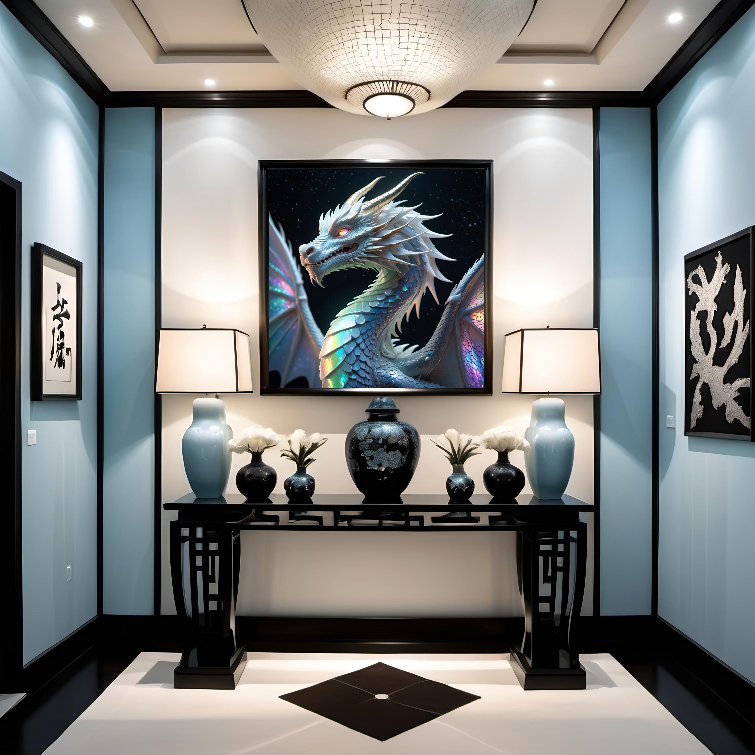 Opalescent Lunar Dragon Art Print: Fantasy Home Decor (digital Download ...