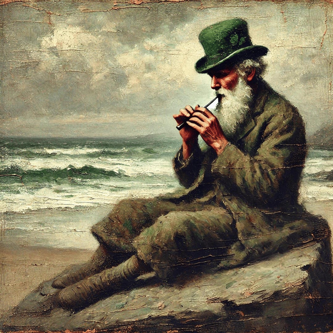 Vintage Irish Tin Whistle Player Seaside Painting (digital Download) - Etsy