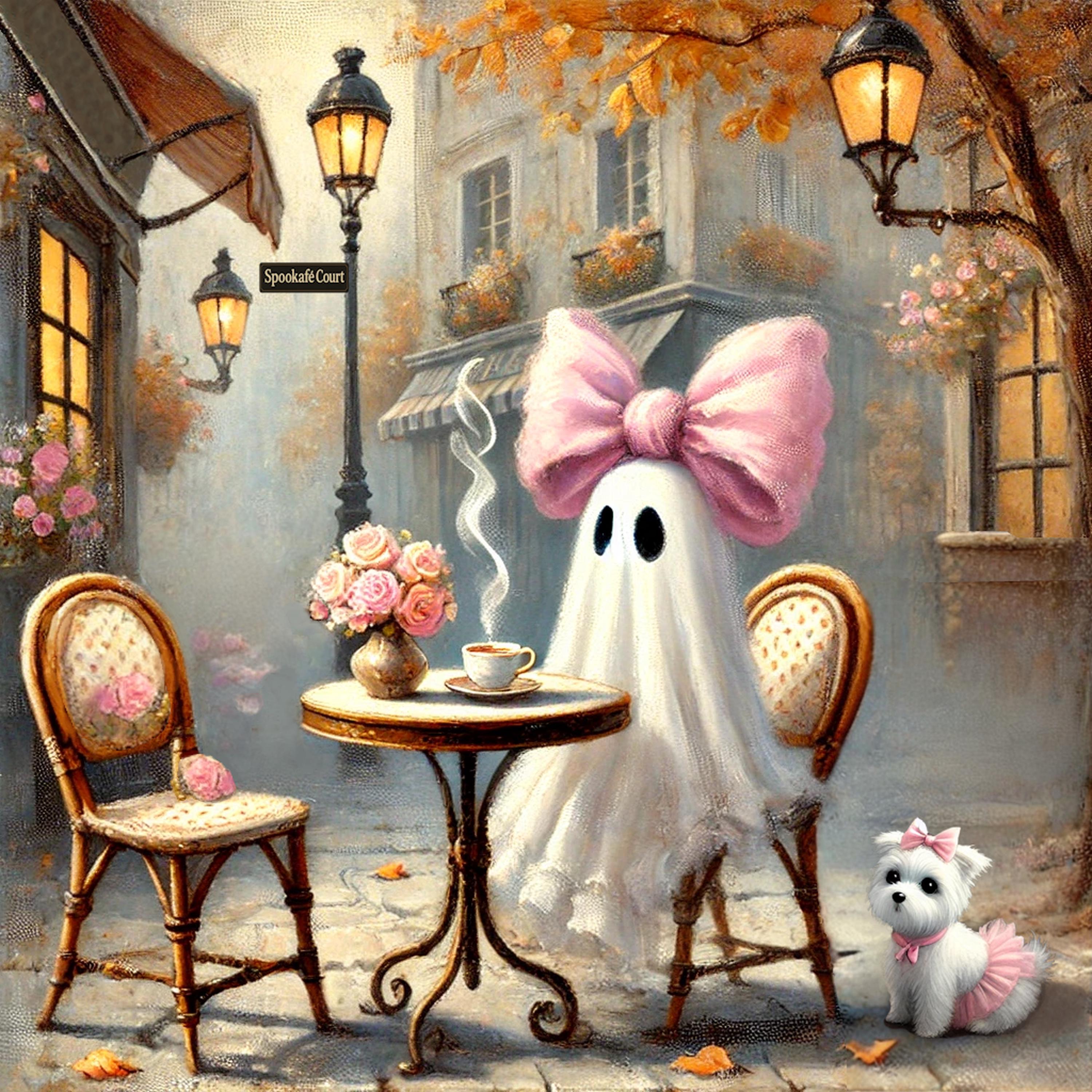 Girly Ghost Cafe Art: Pink Halloween Decor (digital Download PNG) - Etsy