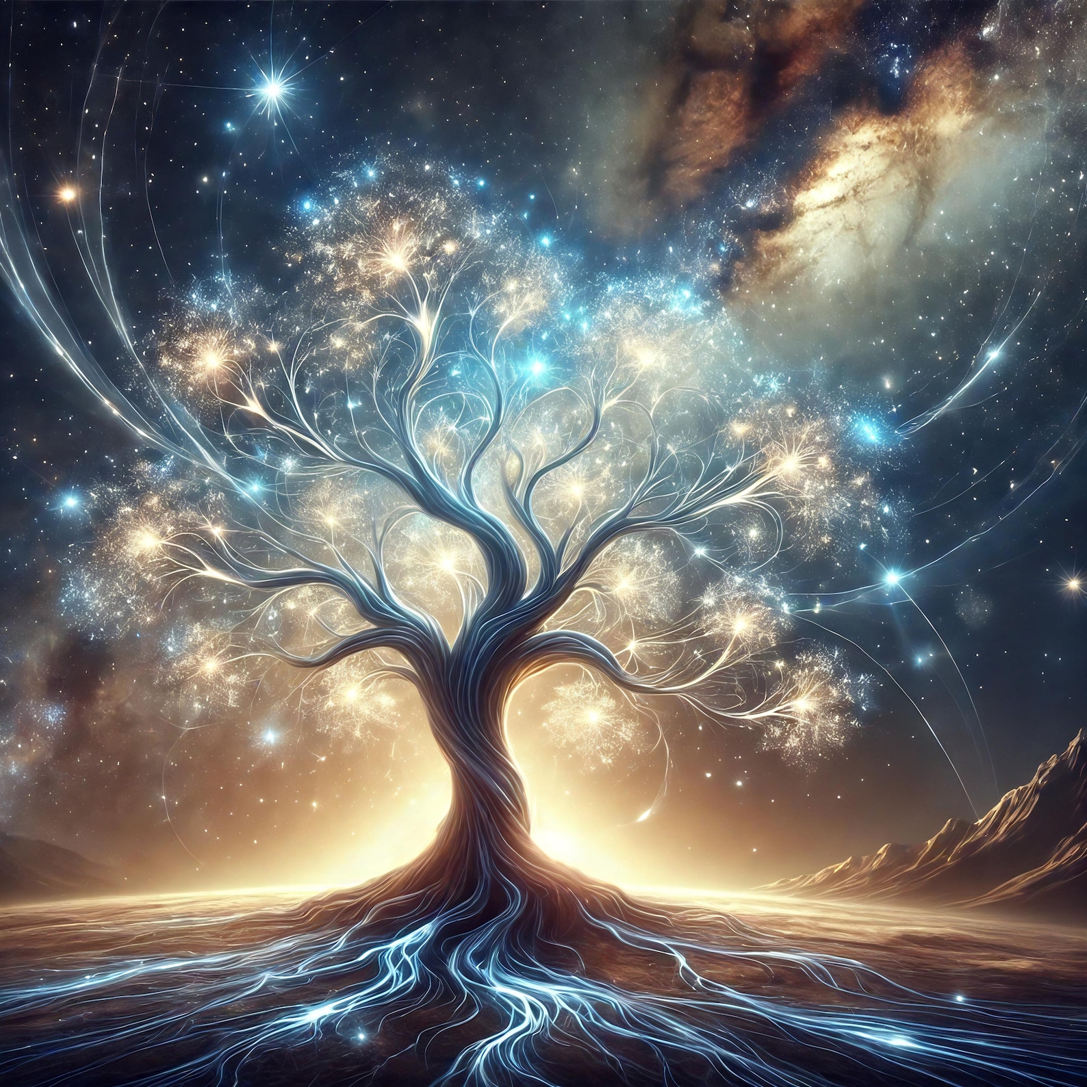 Celestial Tree of Light Digital Print Mystical Cosmic Tree Wall Art ...