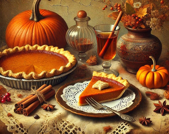 Victorian Pumpkin Pie Still Life Print: Rustic Thanksgiving Decor ...