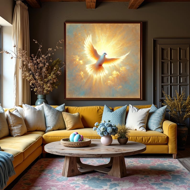 Peace Dove Radiant Light Oil Painting Style Digital Art (digital ...