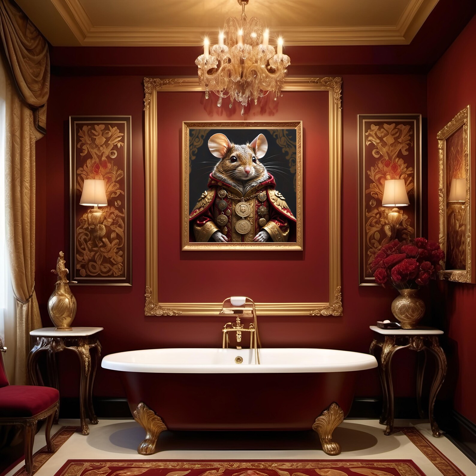 Regal Mouse Digital Print Cloak and Gold Medallions Wall Art Fantasy ...