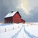 Winter Barn Landscape Art Print: Rustic Farmhouse Decor (digital ...