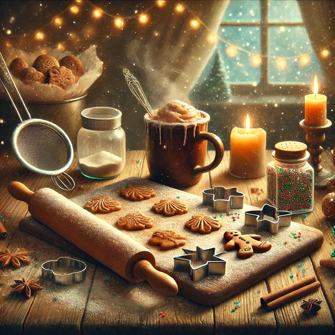 Vintage Christmas Baking Still Life Art: Festive Holiday Decor (digital ...