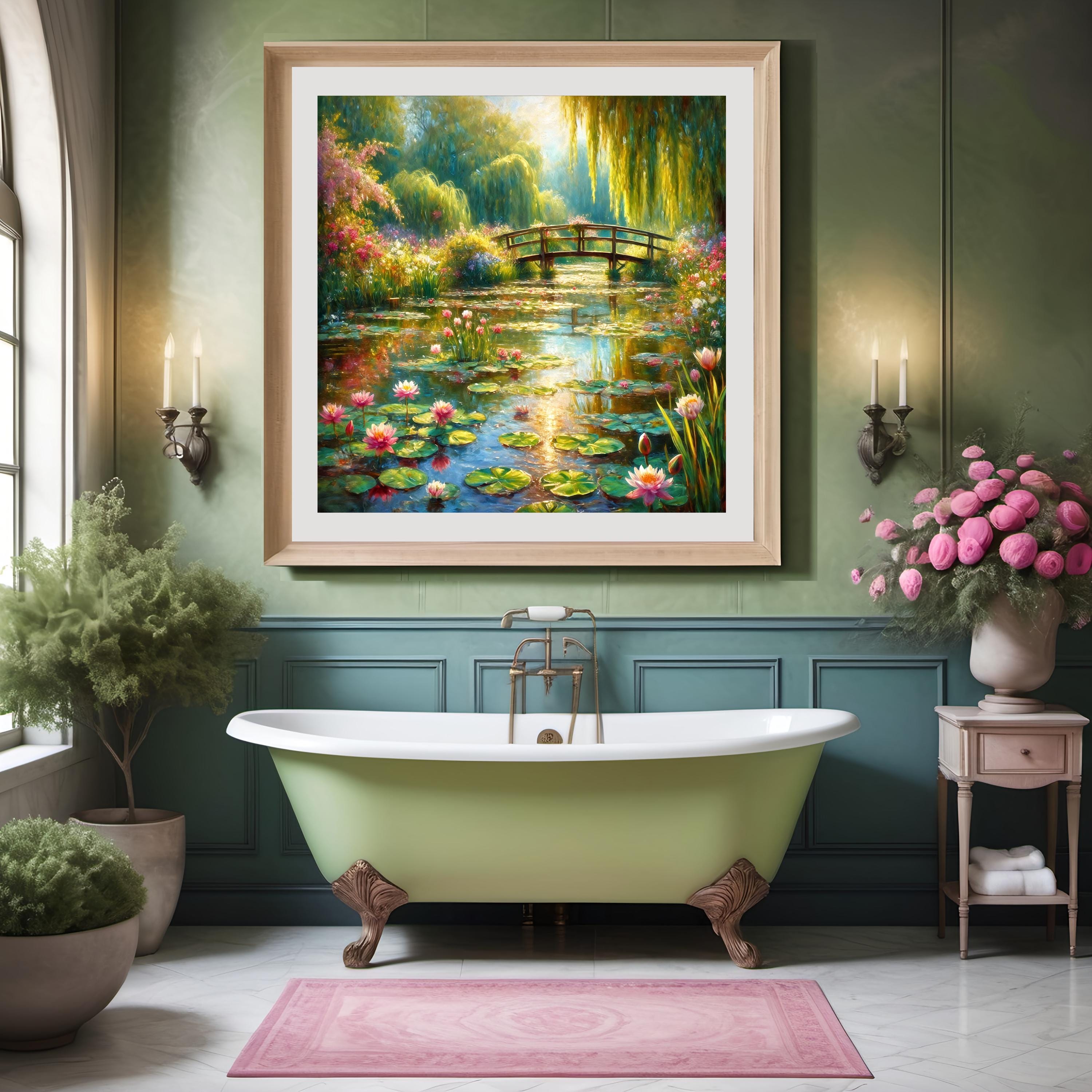 Water Lily Pond Print: Monet Style Garden Landscape (digital Download ...