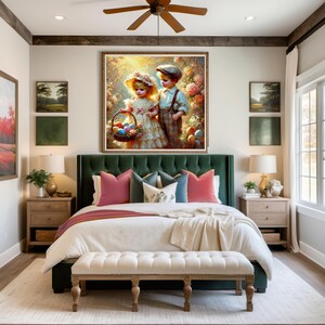 Vintage Easter Egg Hunt Digital Print Impressionist Easter Children ...