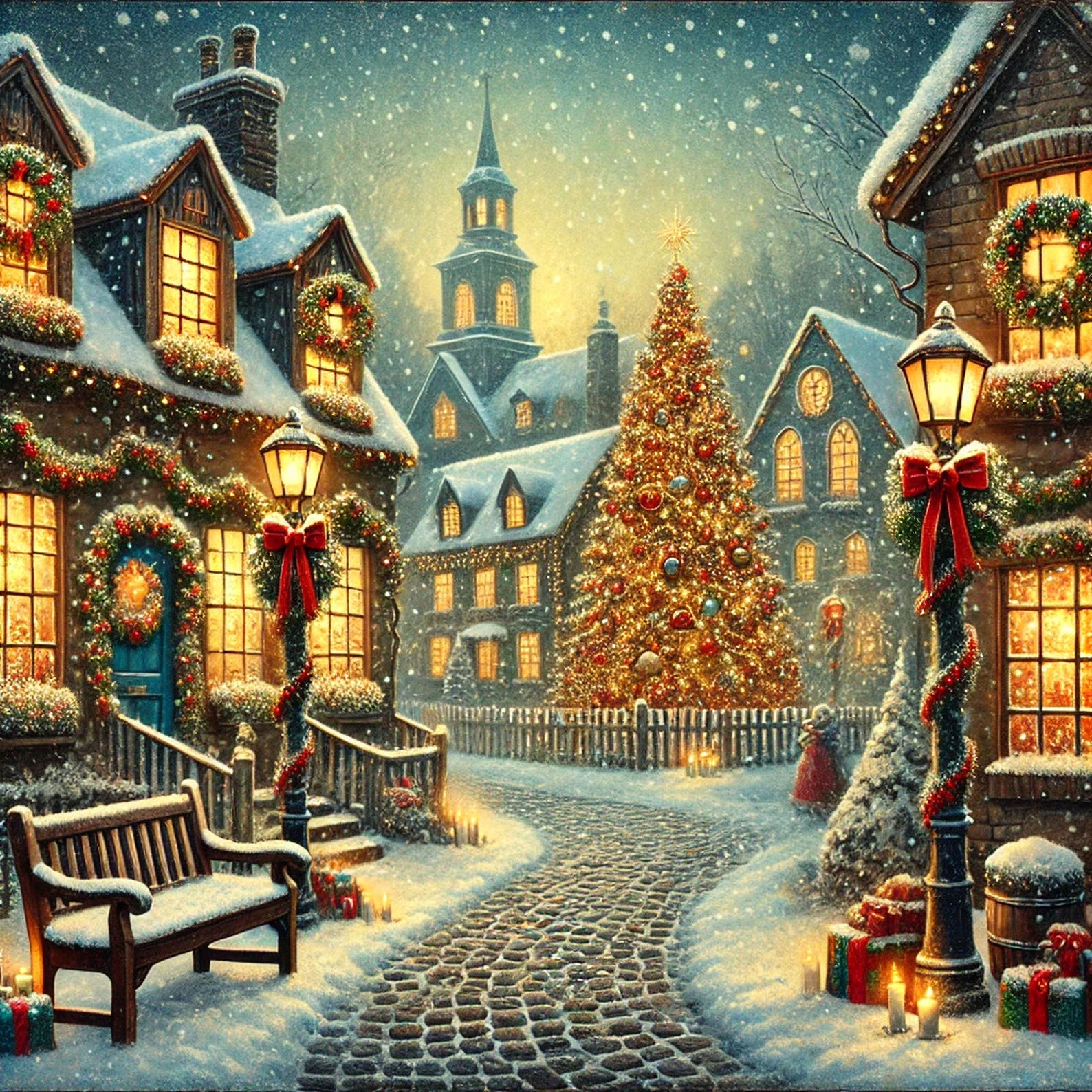Nostalgic Christmas Town - Digital Print Holiday Wall Art, Winter ...