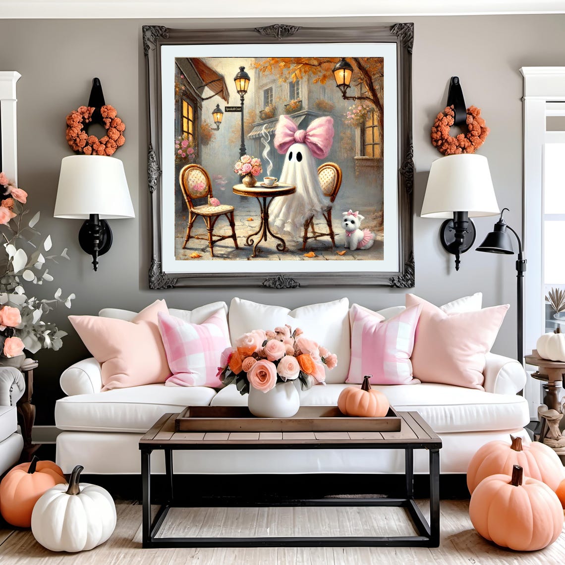 Girly Ghost Cafe Art: Pink Halloween Decor (digital Download PNG) - Etsy