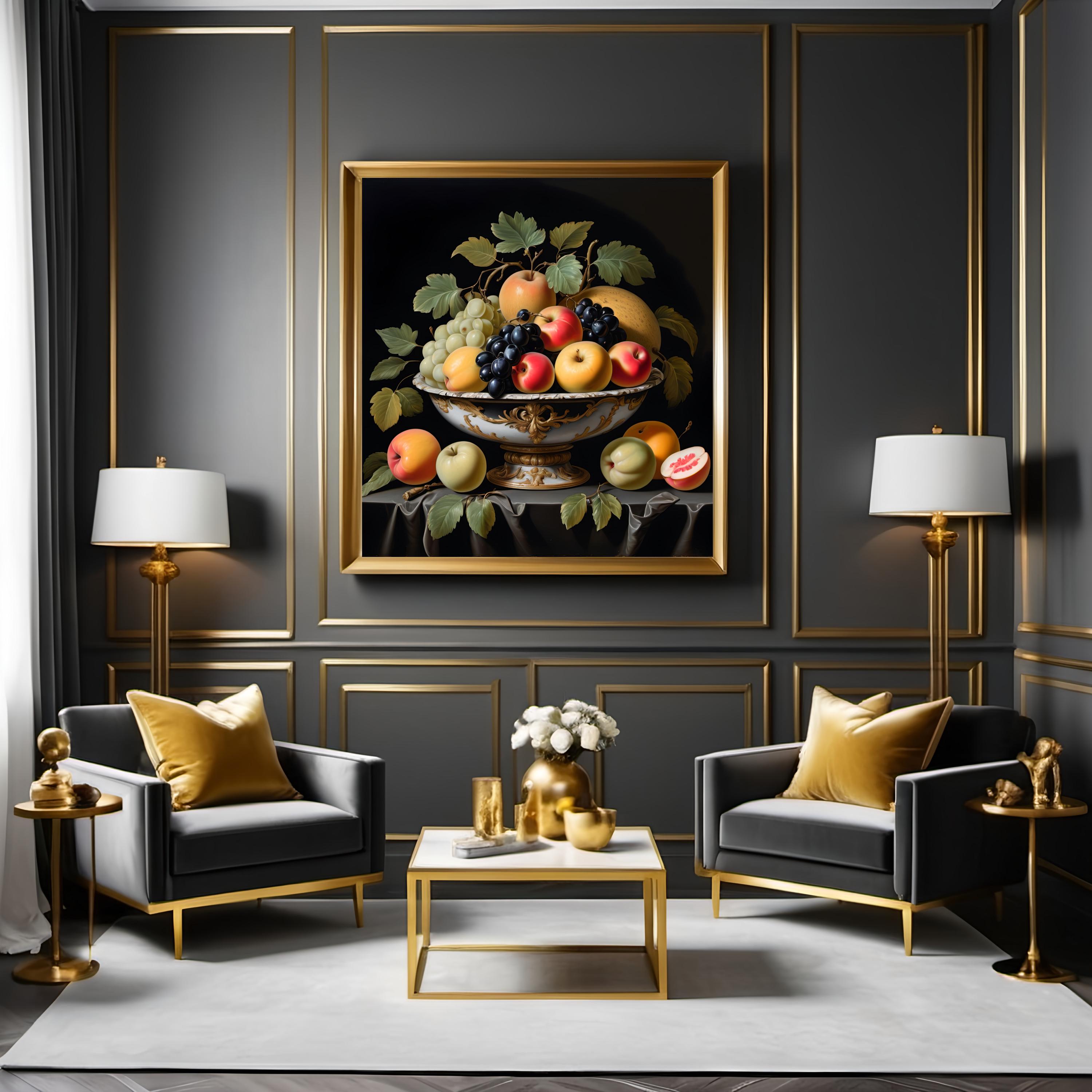 Rococo Fruit Bowl Still Life Art Print: Vintage Flemish Baroque ...