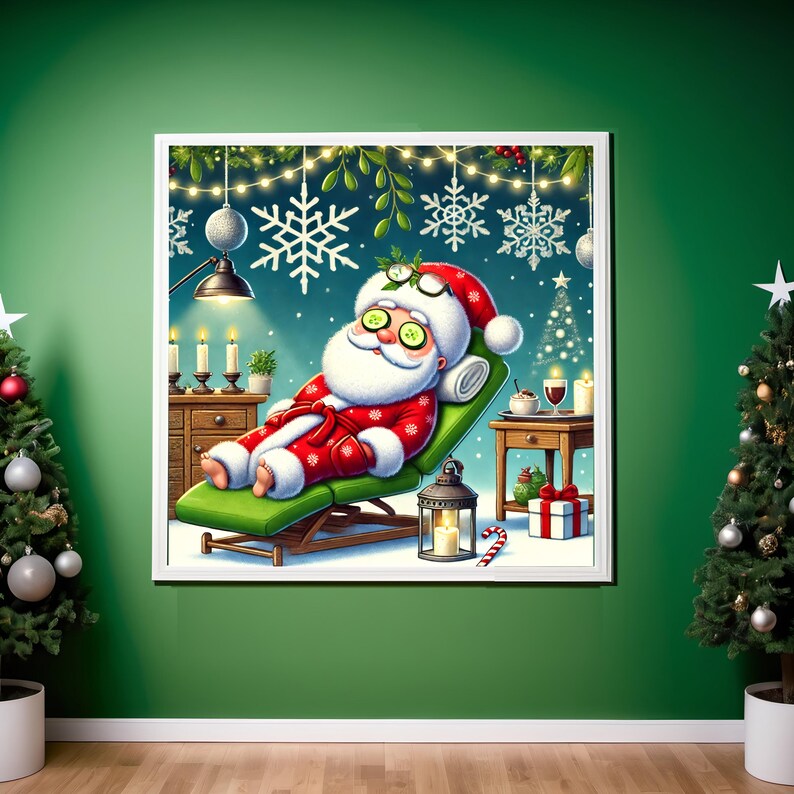Funny Santa Spa Day Art: Relaxing Christmas Humor (digital Download) - Etsy