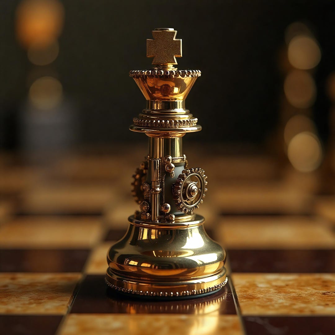 Steampunk Chess King Digital Print Vintage Brass Chess Piece Wall Art ...