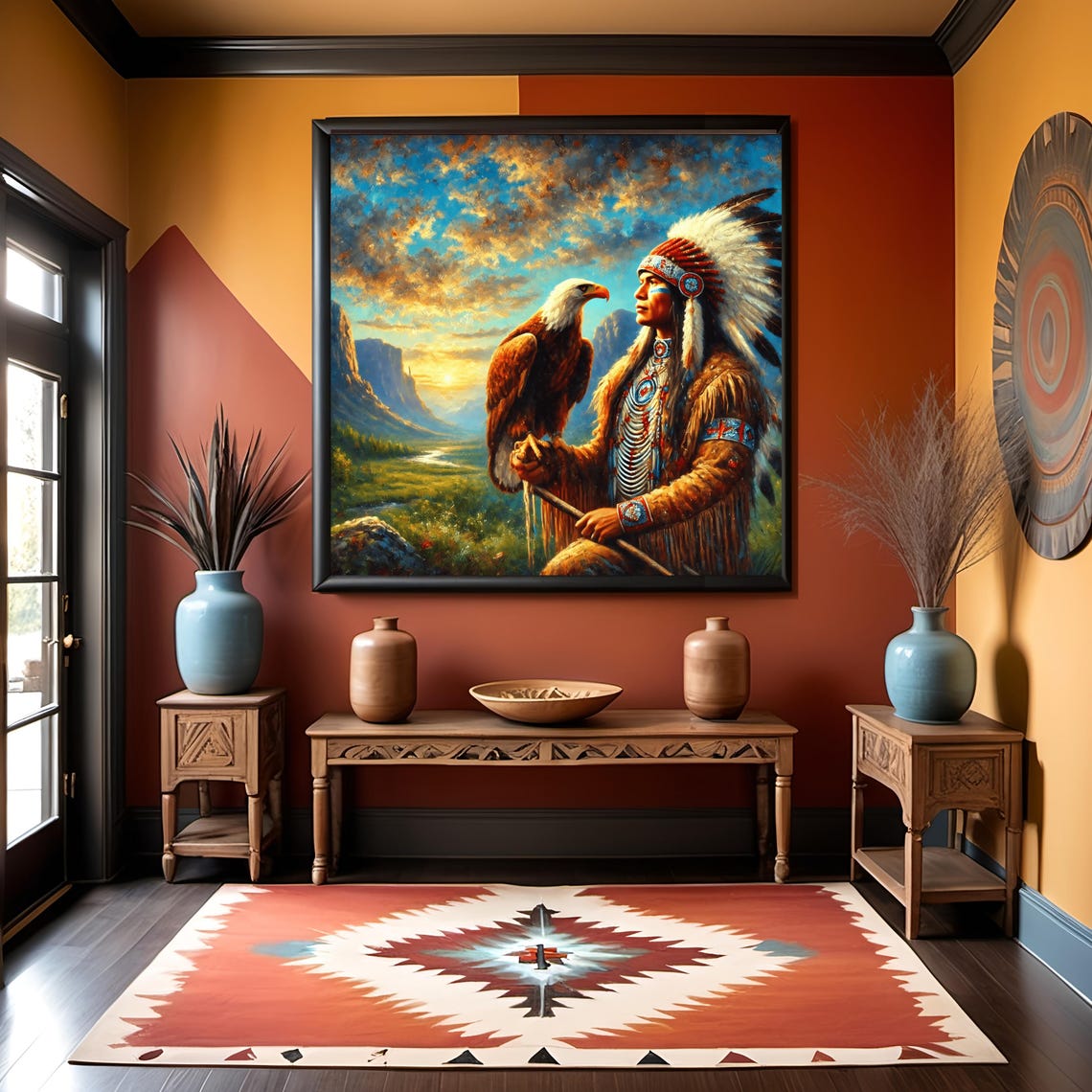 Native American Chief & Bald Eagle Art Print: Tribal Home Decor ...