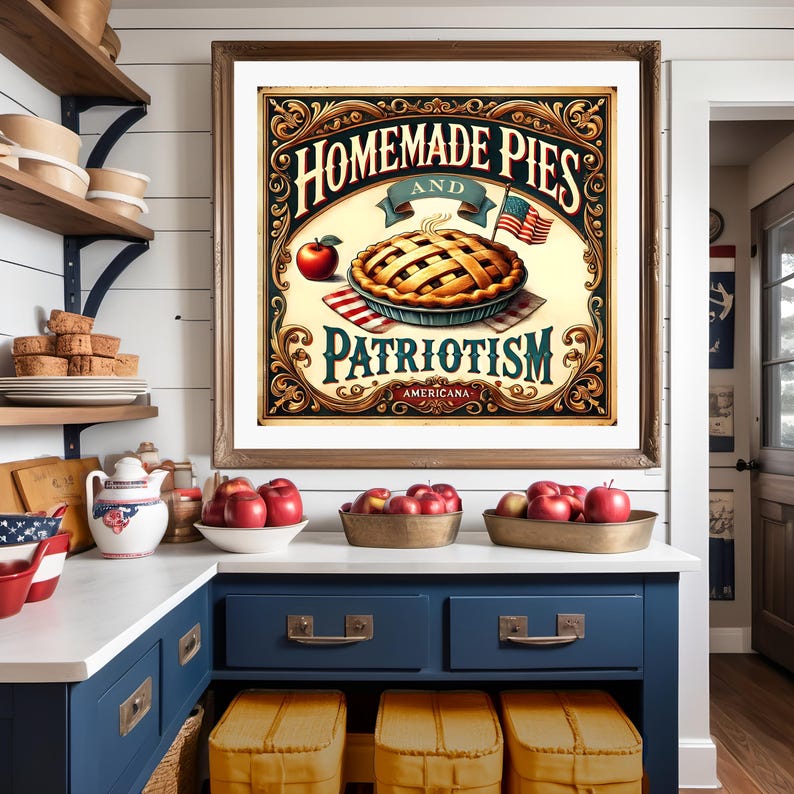 Vintage Apple Pie Sign: Americana Kitchen Decor (digital Download ...