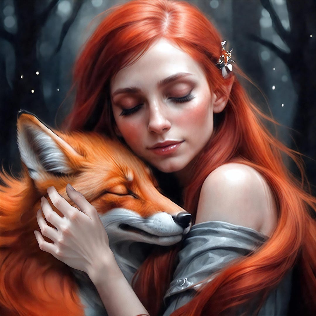 Elf and Fox Friendship Art Print: Ethereal Fantasy Wall Decor (digital ...