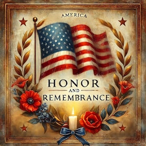 Honor and Remembrance Veterans Day Print: Patriotic American Wall Art ...