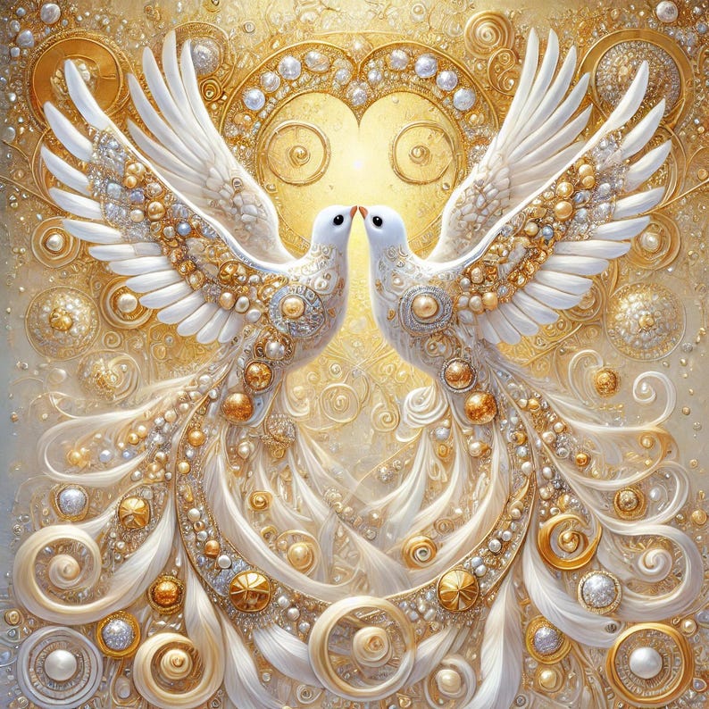 Golden Doves of Love: Klimt-inspired Wedding Dove Art (digital Download ...