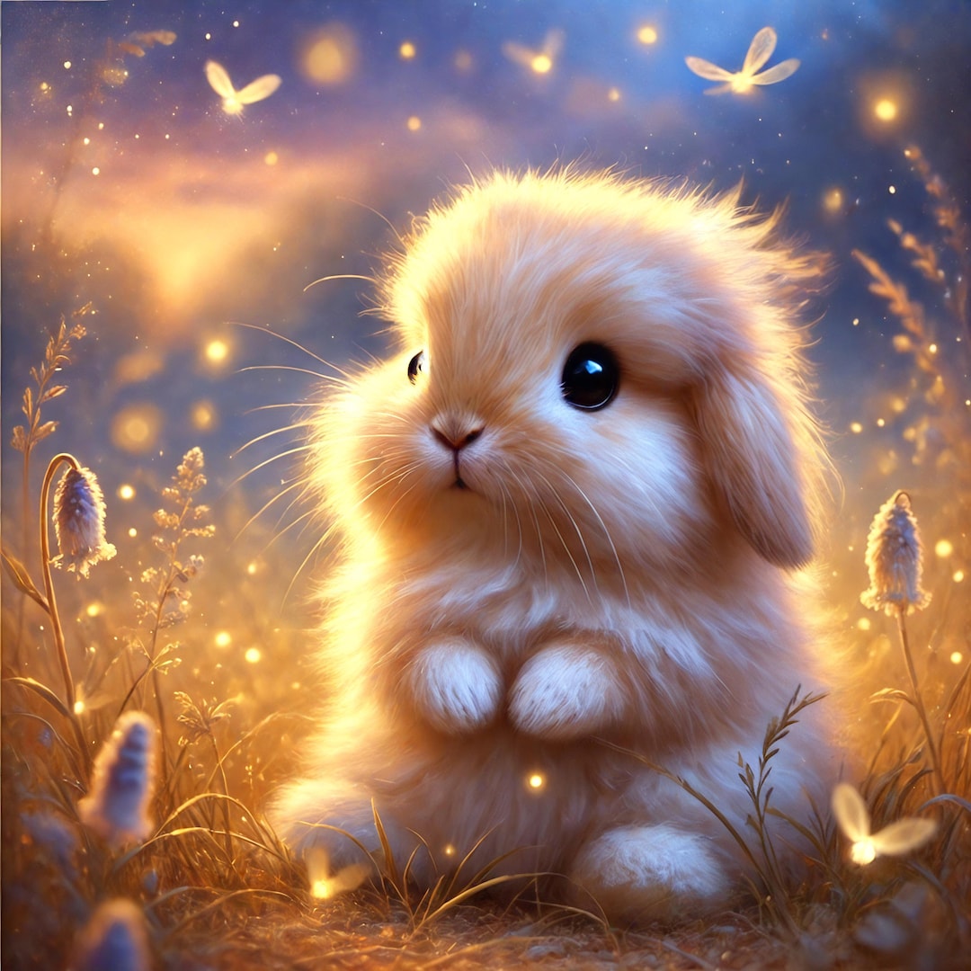Bunny and Fireflies Art Print: Magical Nursery Decor (digital Download ...